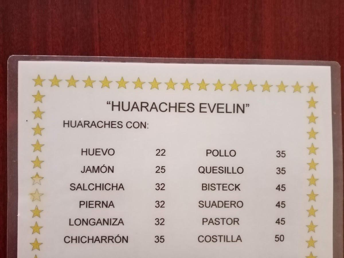 Menu at Huaraches Evelin restaurant, Santa Catarina Yecahuitzotl