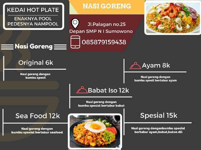 Menu at Kedai Hotplate restaurant, Sumowono
