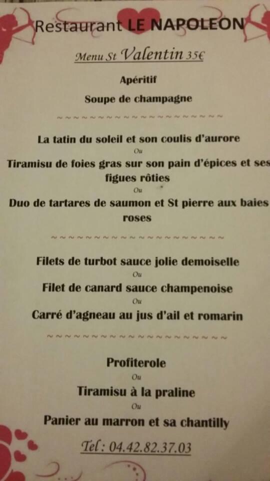 Menu au Le Napoléon pizzeria, La Ciotat, 31 Quai François Mitterrand