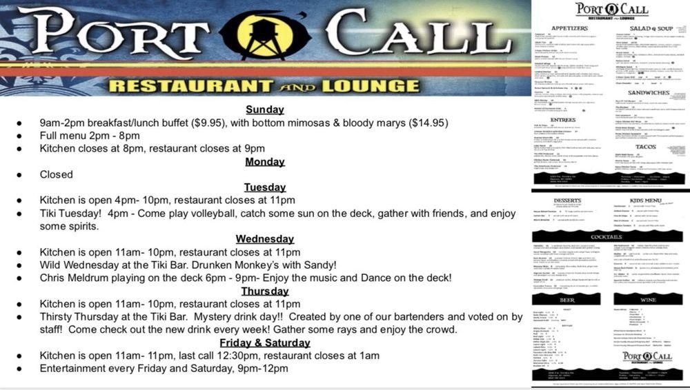 Menu at Port O Call pub & bar, Algonac