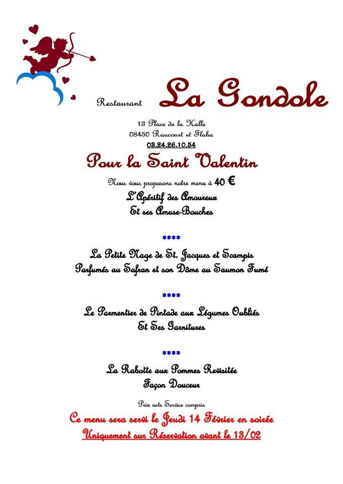 Carta de Restaurant "La Gondole", Raucourt-et-Flaba