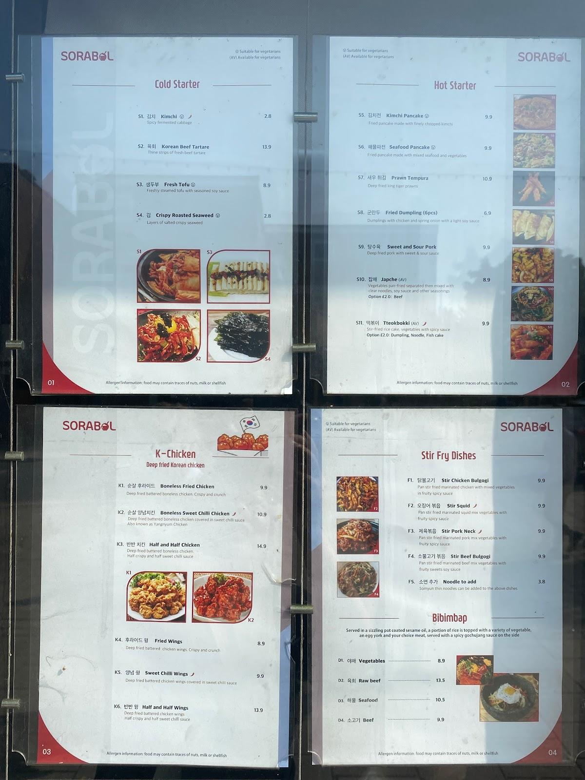 Menu at Sorabol Restaurant, New Malden