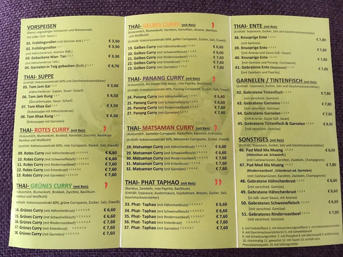 Speisekarte von Suthani Thai-Imbiss Bistro restaurant, Mannheim ...