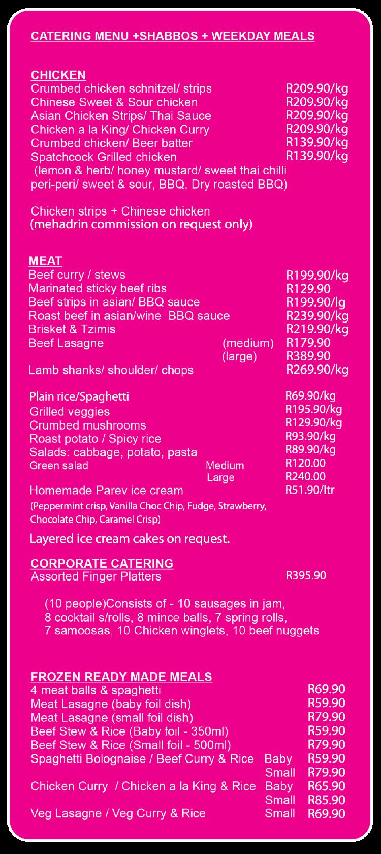 Speisekarte von The PieWorks restaurant, Johannesburg