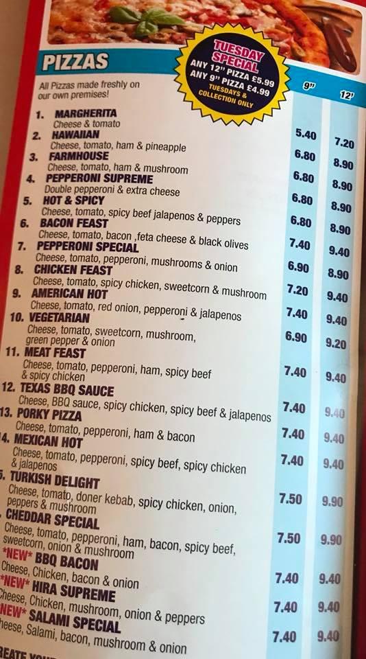 Menu at Cheddar Kebab Kitchen pizzeria, Cheddar