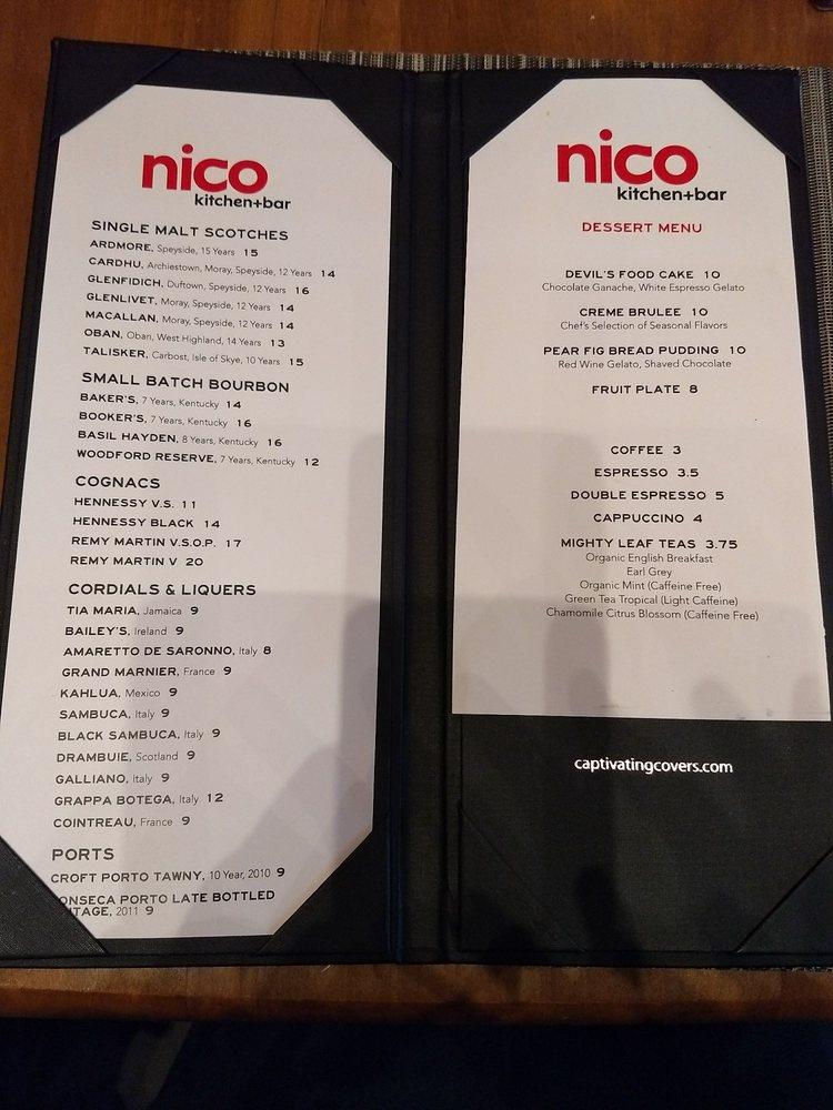 Menu at NICO Kitchen + Bar, Newark