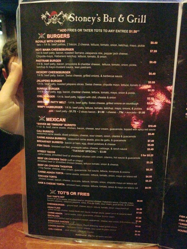 Menu at Stoney's pub & bar, National City, 108 W 25th St Suite Q
