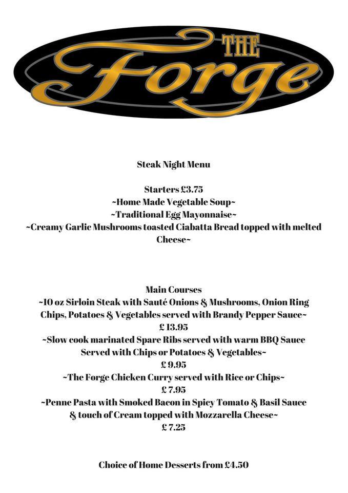 Menu at The Forge fast food, Belleek