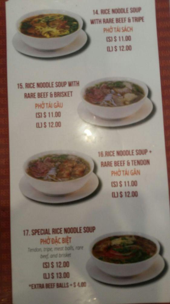 Menu at DJ Vietnamese Pho restaurant, Ingleburn