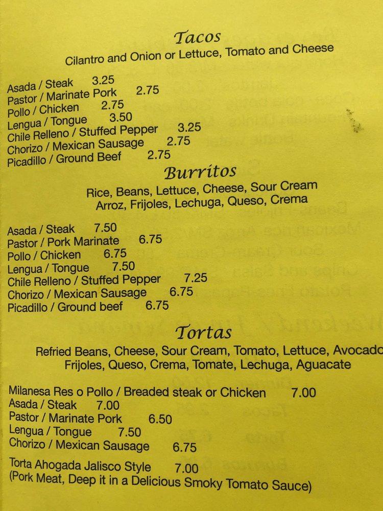 Carta del restaurante FUEGO TACO, Blue Island