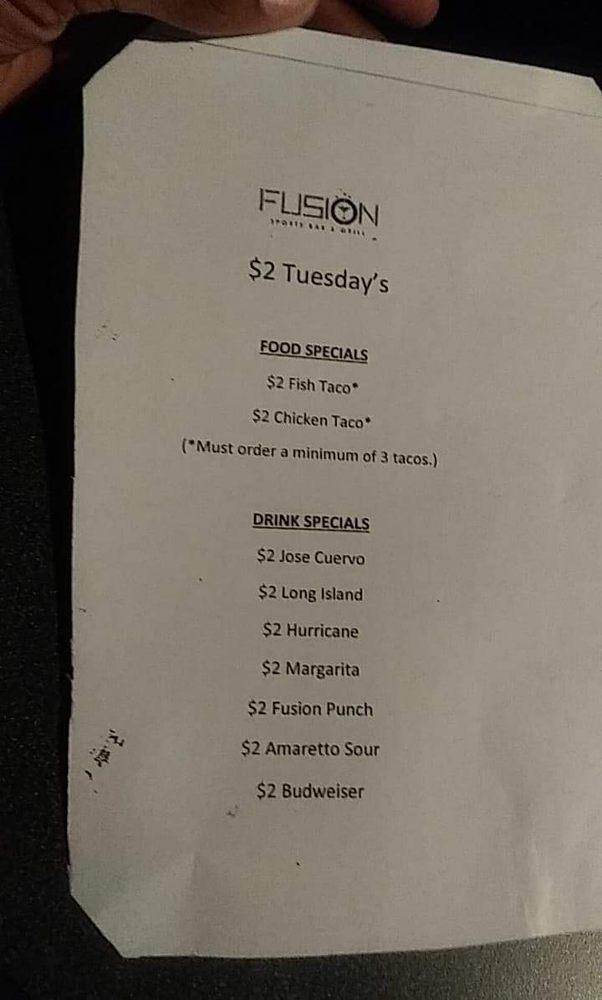 Menu at Fusion Sports Bar & Grill, Atlanta, Buffington Rd Suite M