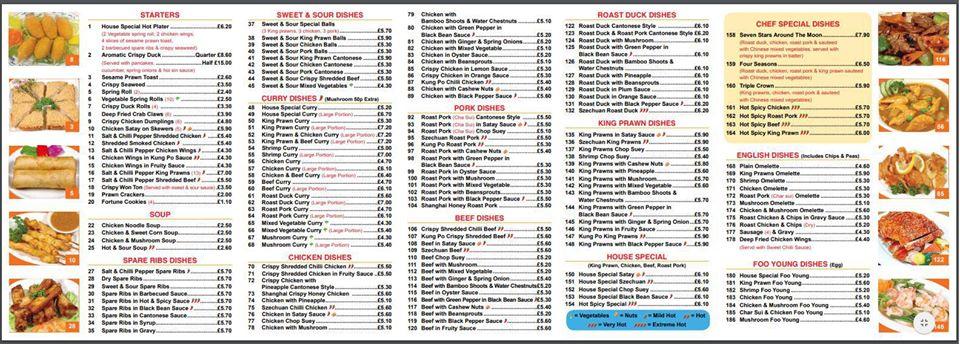 Menu at Kwang Tung House fast food, Oswestry