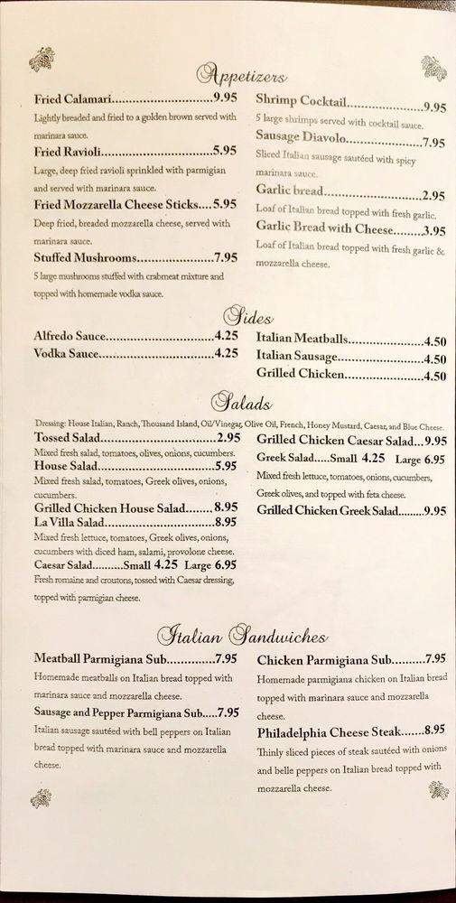 Menu at La Villa restaurant, Russellville