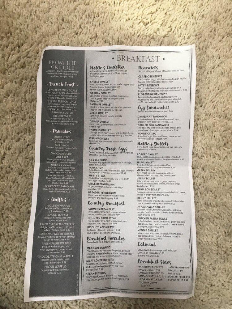 Menu at Nellie's Restaurant - Newburgh, Newburgh