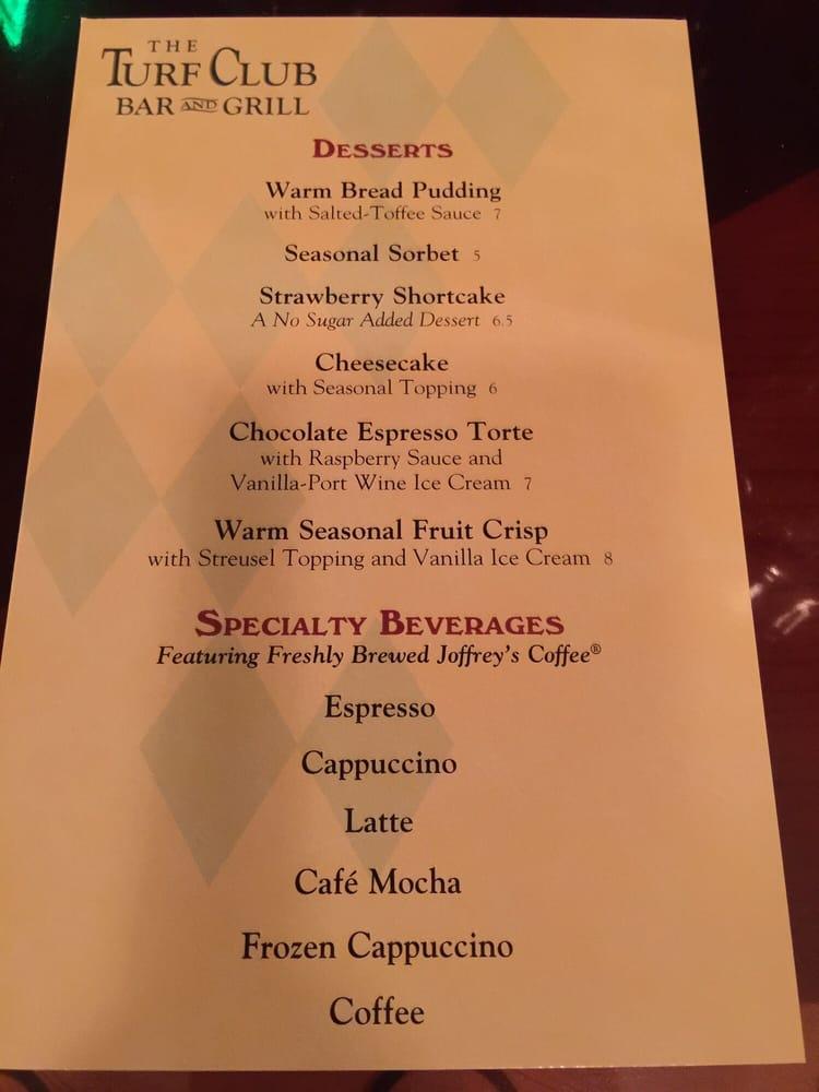Menu at The Turf Club Lounge, Orlando