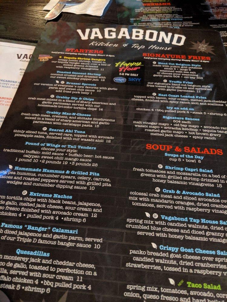 Menu at Vagabond Kitchen & Tap House pub & bar, Atlantic City