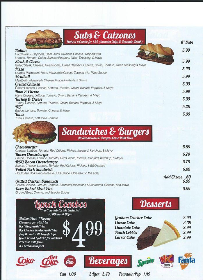 Menu at Webster's Restaurant, USA