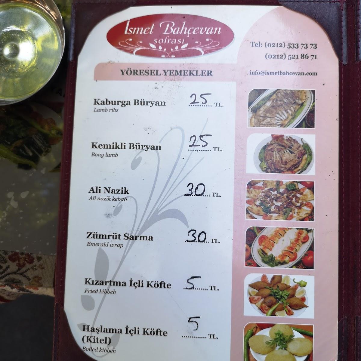 Menu at Yale Cafeteria, Turkey
