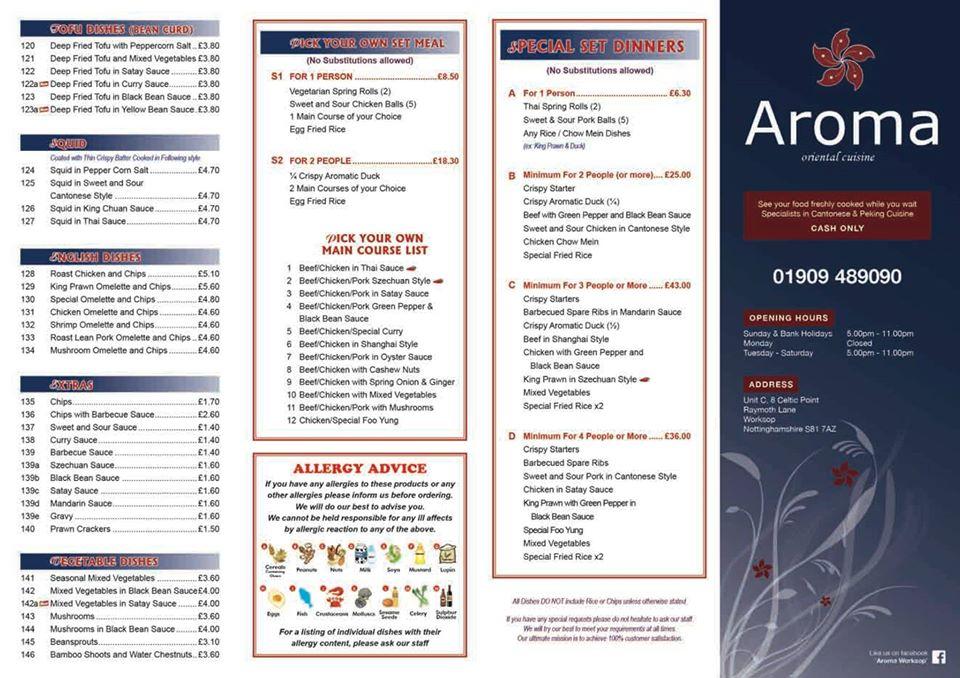 Menu at Aroma fast food, Worksop, Celtic Point