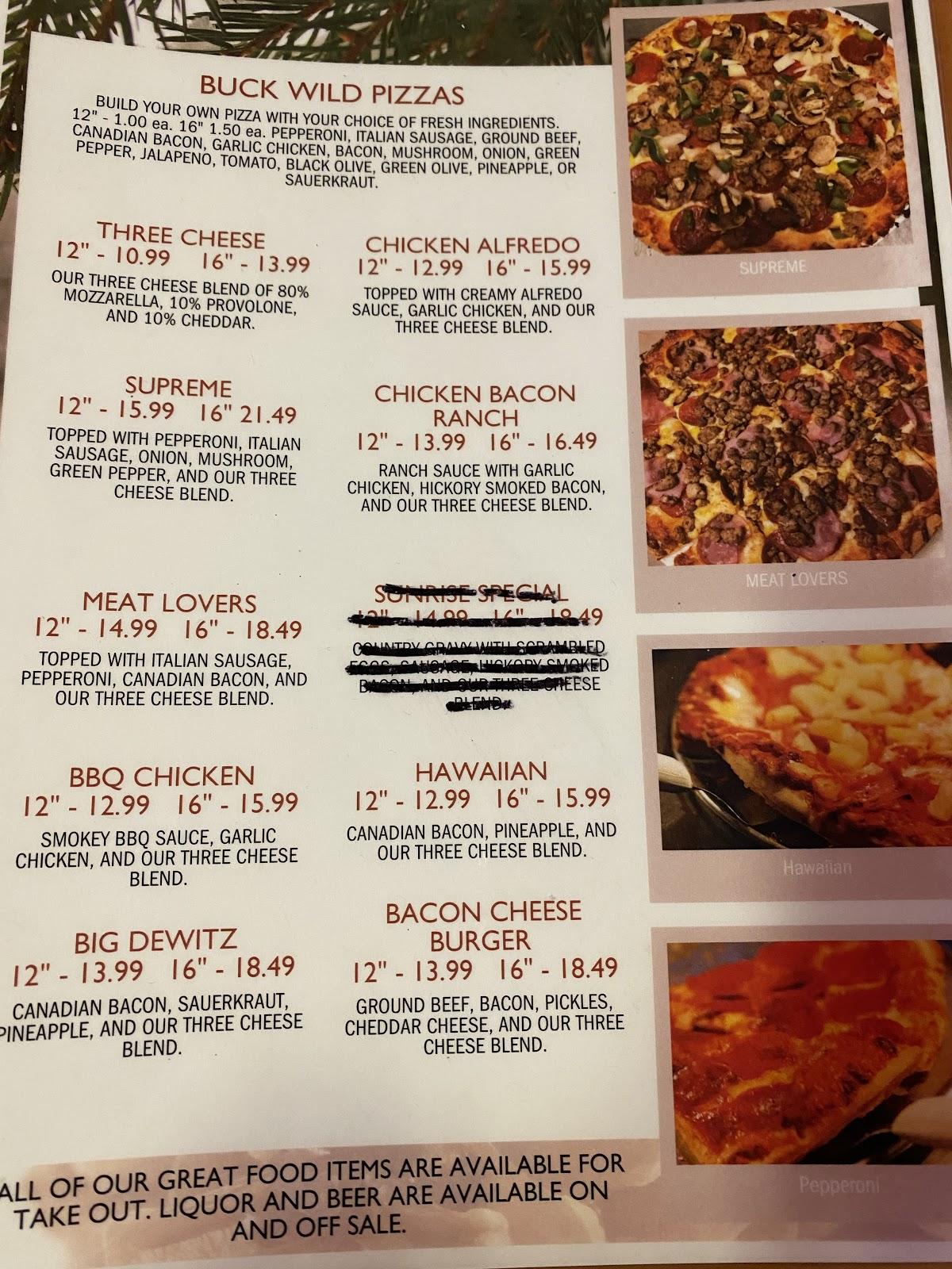 Menu at Buck Wild Bar and Grill, Zumbro Falls