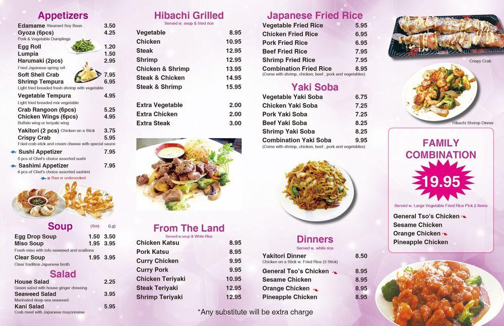 Menu at Oki's Japanese Restaurant, Havelock