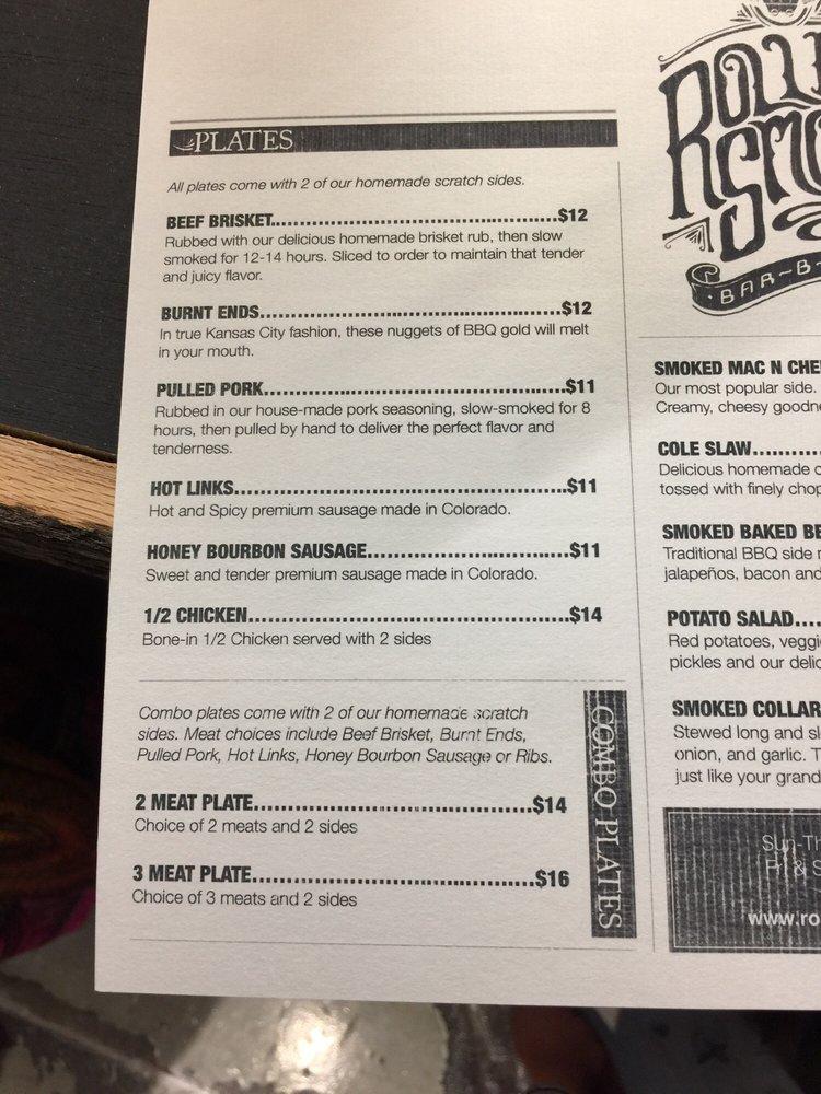 Carta de Rolling Smoke BBQ, Aurora, Dallas St