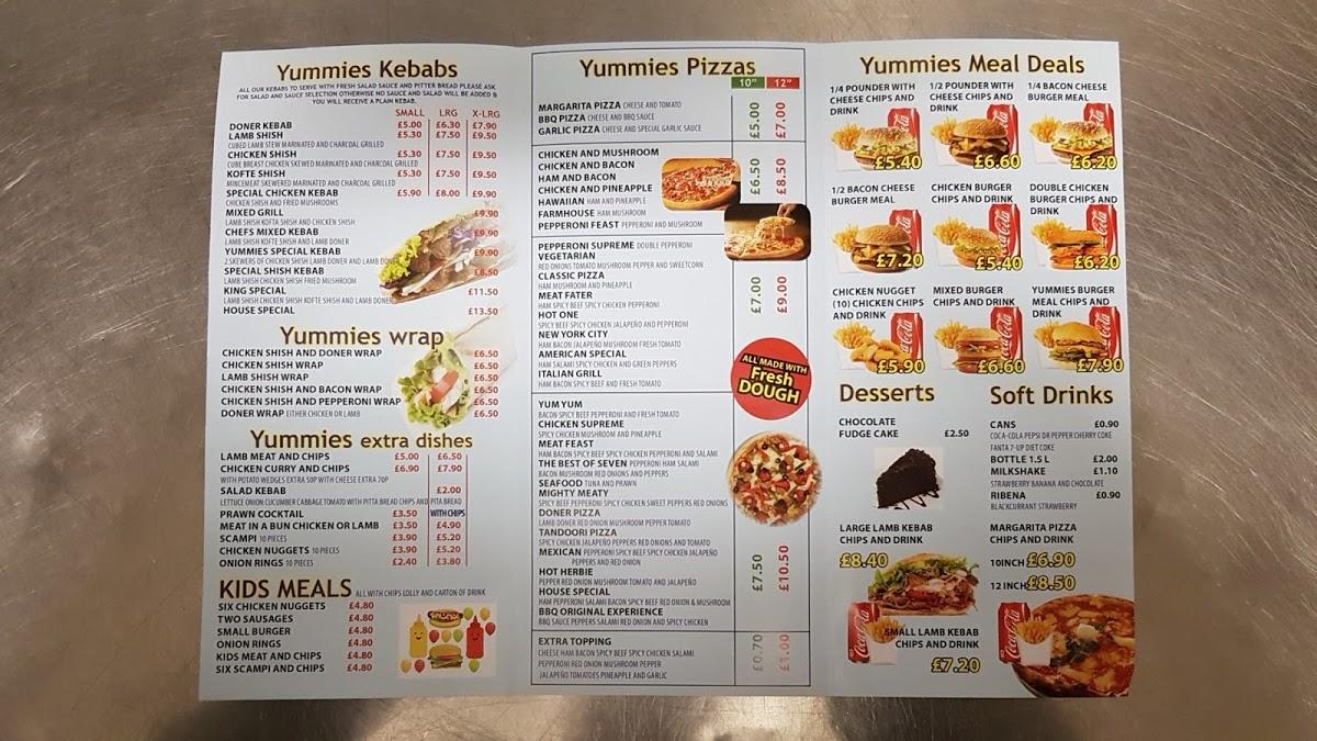 Menu at Yummies Pizza & Kebab Takeaway fast food, Rye