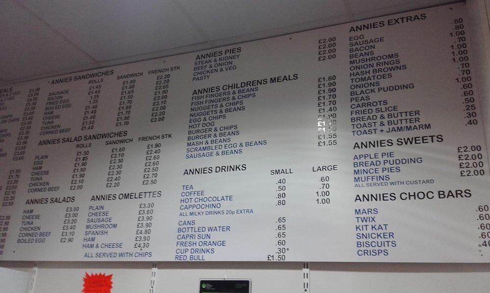 Menu at Annie's Pantry cafe, London