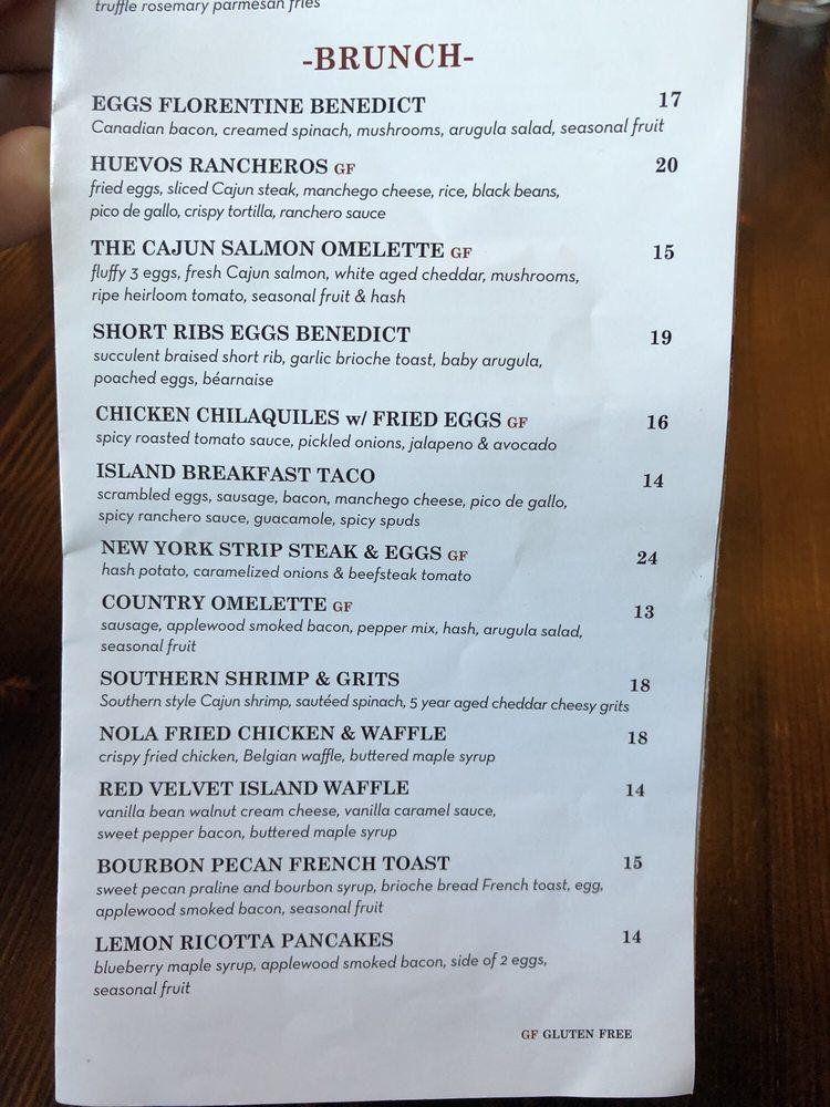 Menu at Hearsay On The Strand pub & bar, Galveston