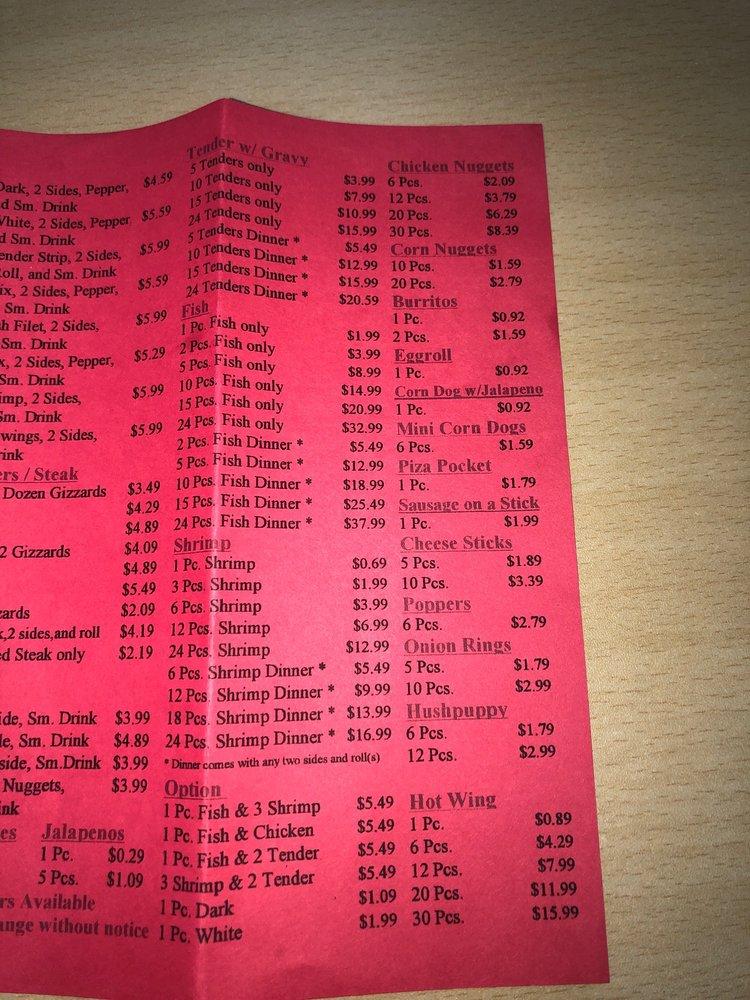 Menu at Lisa's Chicken fast food, Fort Worth, Bridge St