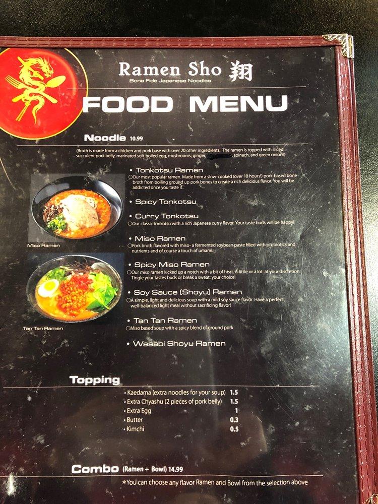 Menu at Ramen Sho restaurant, Meridian, 520 S Main St #96