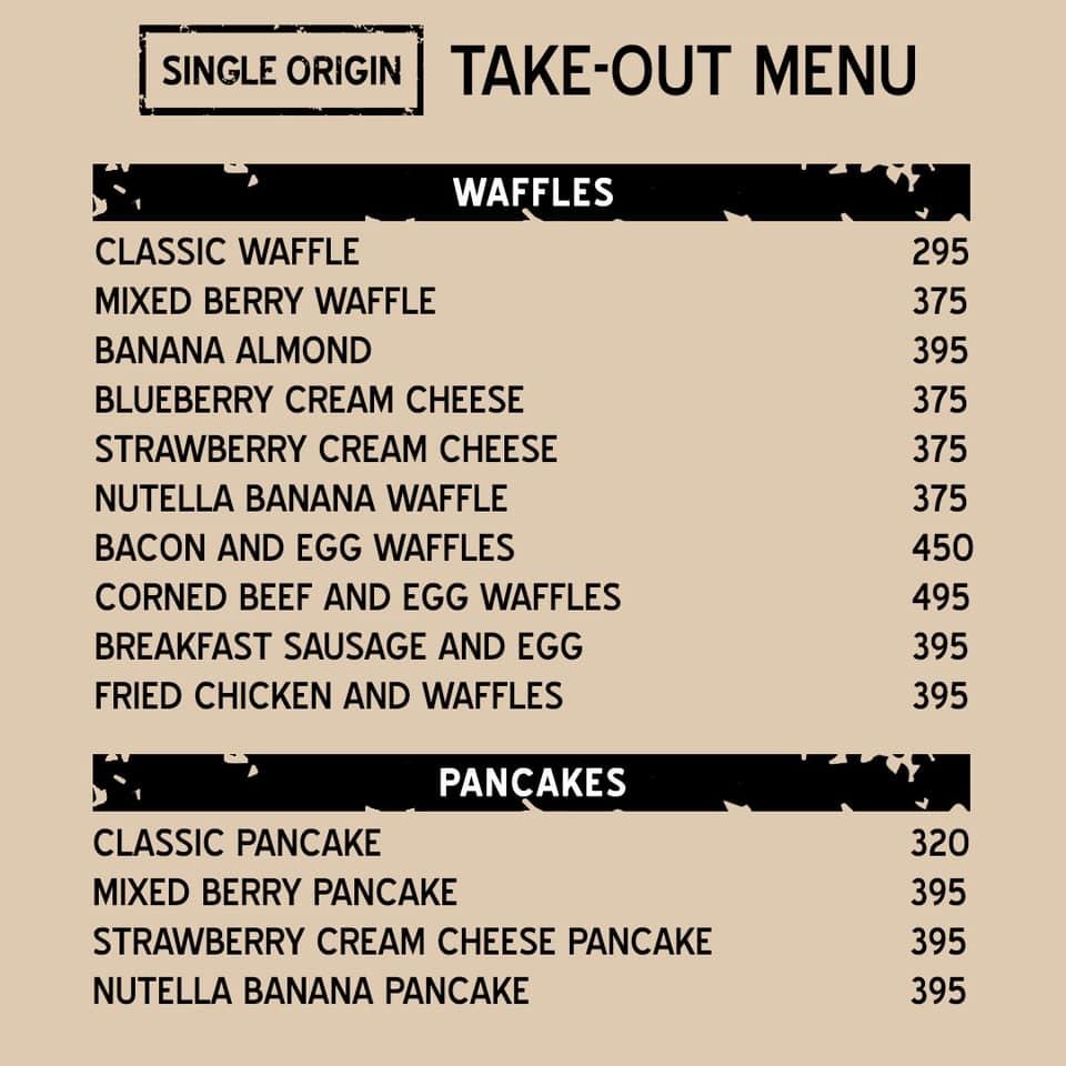 Menu at Single Origin - Salcedo cafe, Makati, Salcedo Village