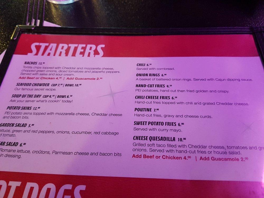 Carta del restaurante True North Diner, Bedford, Bedford Hwy