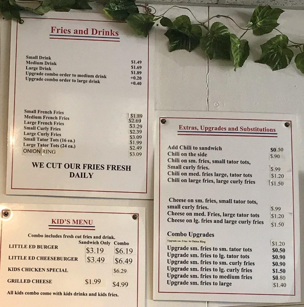 Menu at Big Ed's Hamburgers restaurant, Oklahoma City, N Pennsylvania Ave