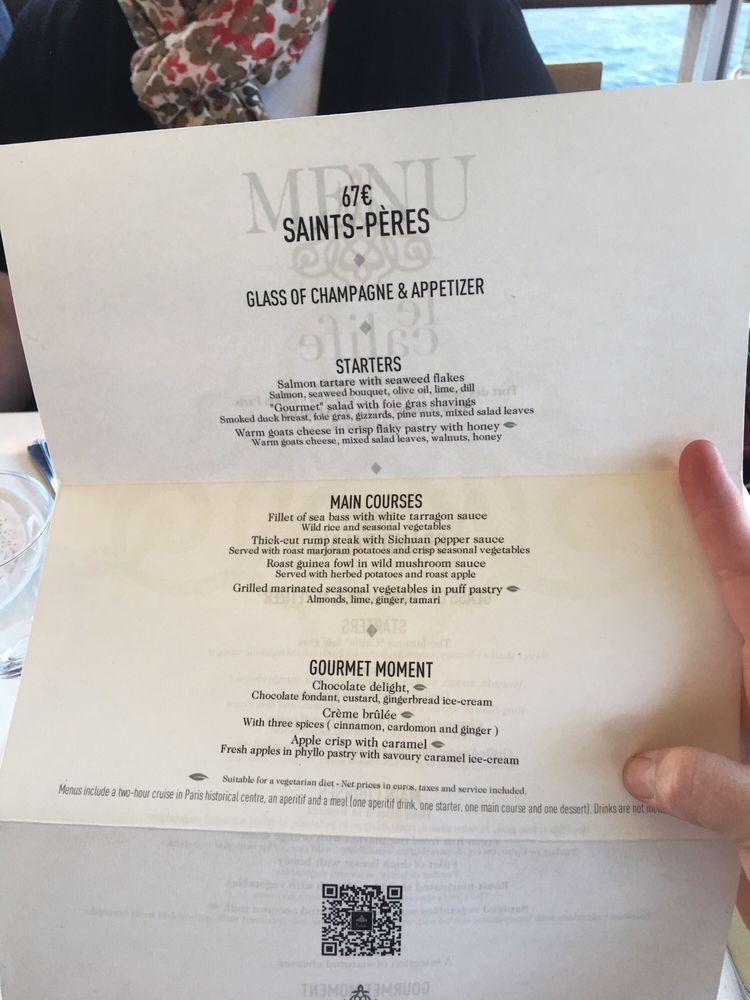 Menu at Le Calife restaurant, Paris, Port des Saints-Pères