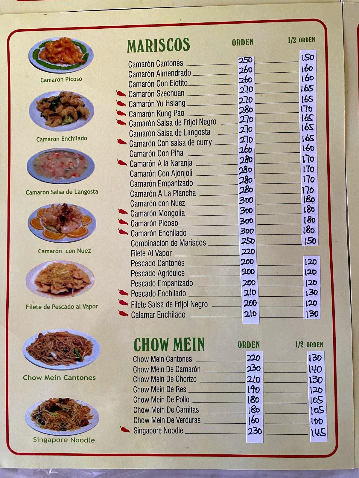 Menu at FOOD VILLAGE restaurant, Tijuana