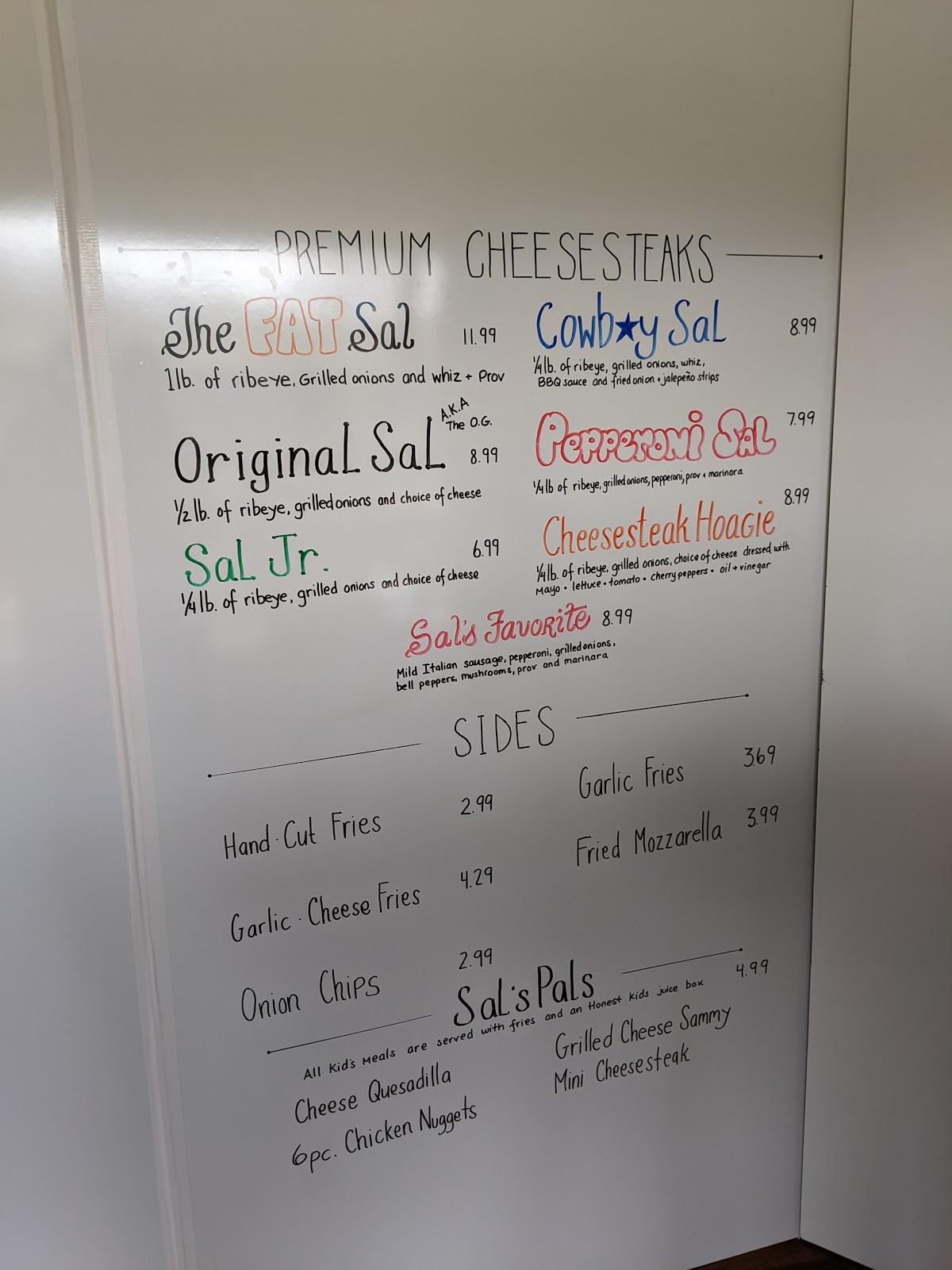 Menu at Fat Sal's Cheesesteaks restaurant, Oak Ridge
