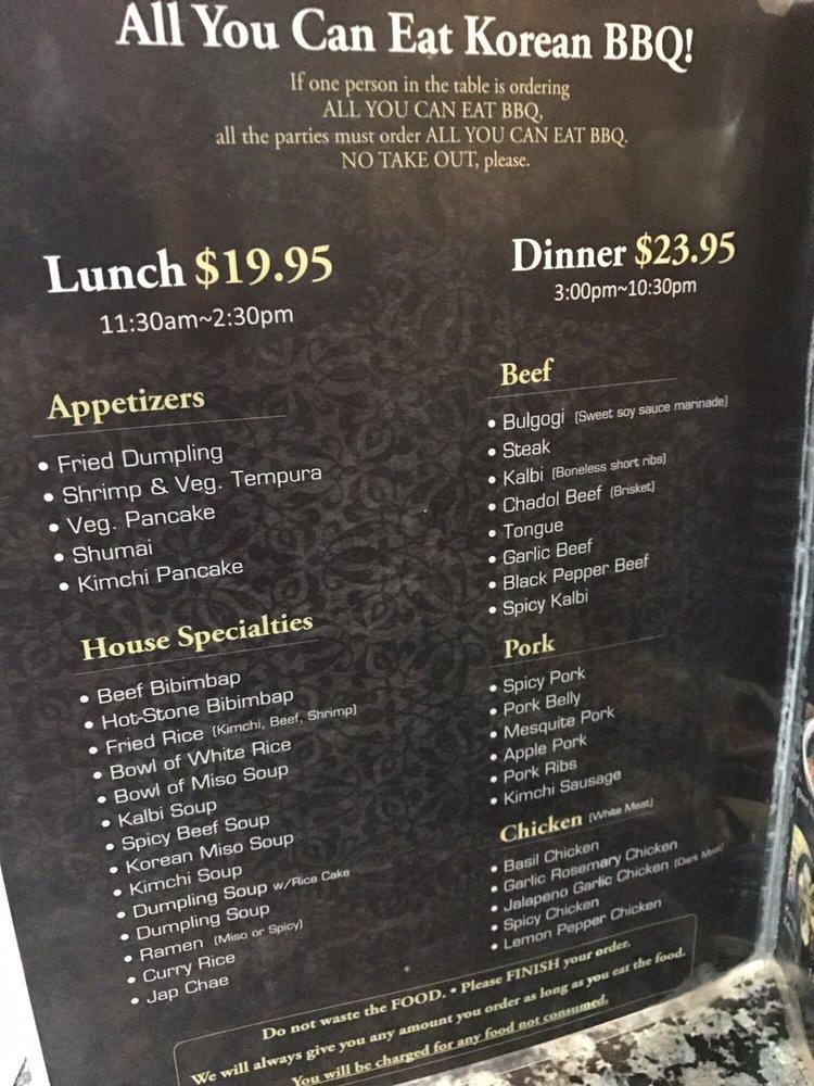 Menu at Gogi House restaurant, Santa Clarita