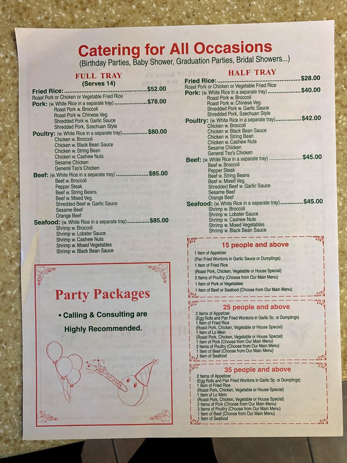 Menu at Jan's Chinese Food restaurant, Mattituck