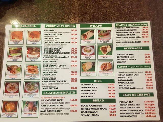 Menu at Persian Palate restaurant, Cebu City, Active Zone