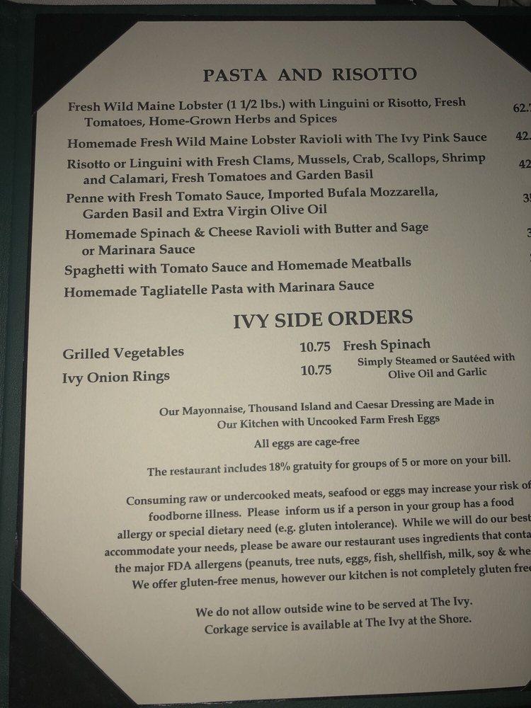 Menu at The Ivy pub & bar, Los Angeles, 113 N Robertson Blvd