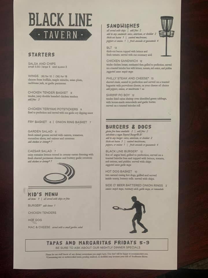 Menu at Black Line Tavern pub & bar, Londonderry