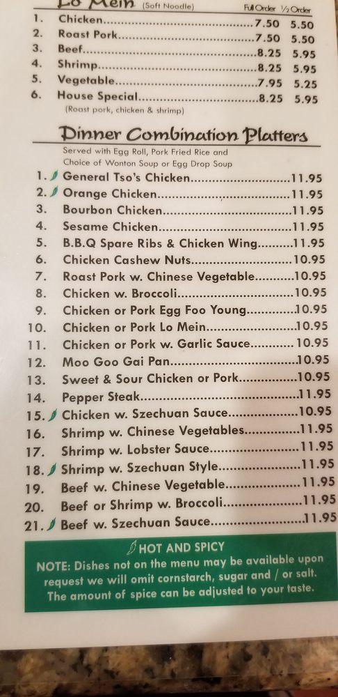 Menu at Cheng's Chinese Restaurant, The Villages