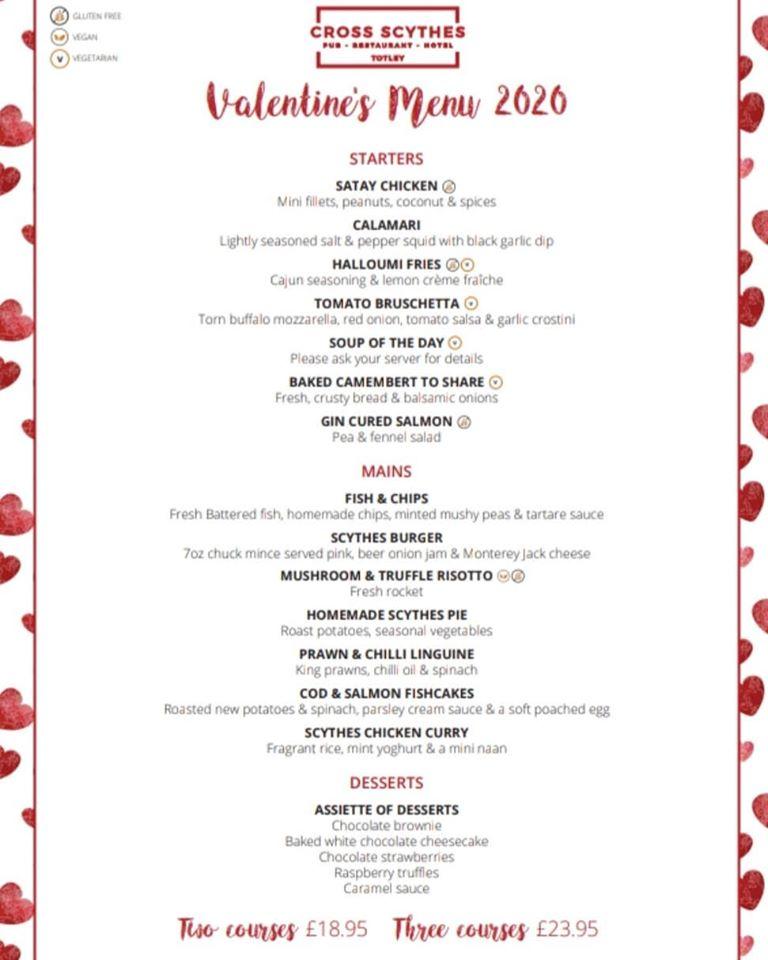 Menu at Cross Scythes Totley pub & bar, Sheffield, Baslow Rd