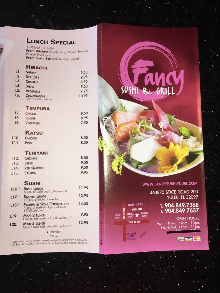 Menu at Fancy Sushi and Grill restaurant, Yulee