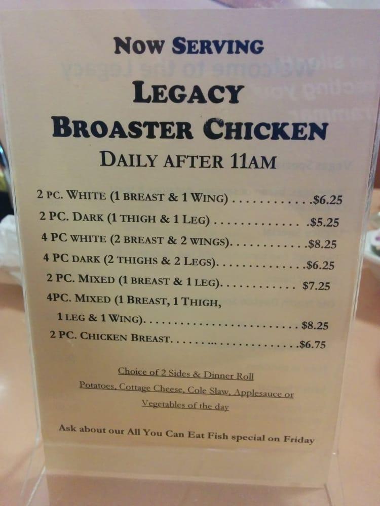 Menu at Legacy Pancake House restaurant, Dayton