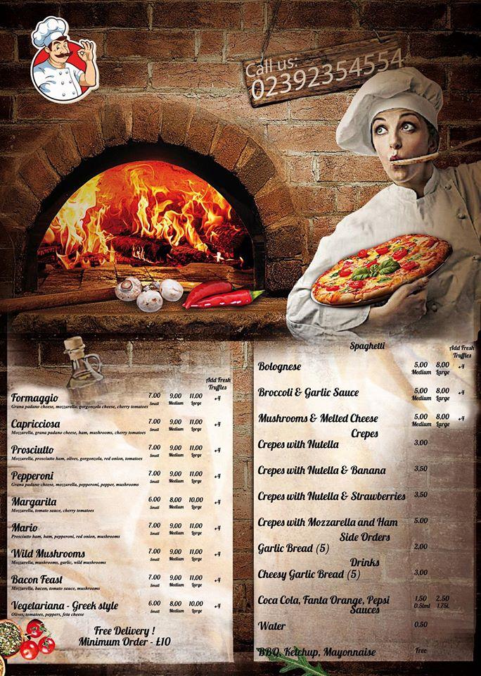 Menu at Mr. Mario Pizza pizzeria, Portsmouth