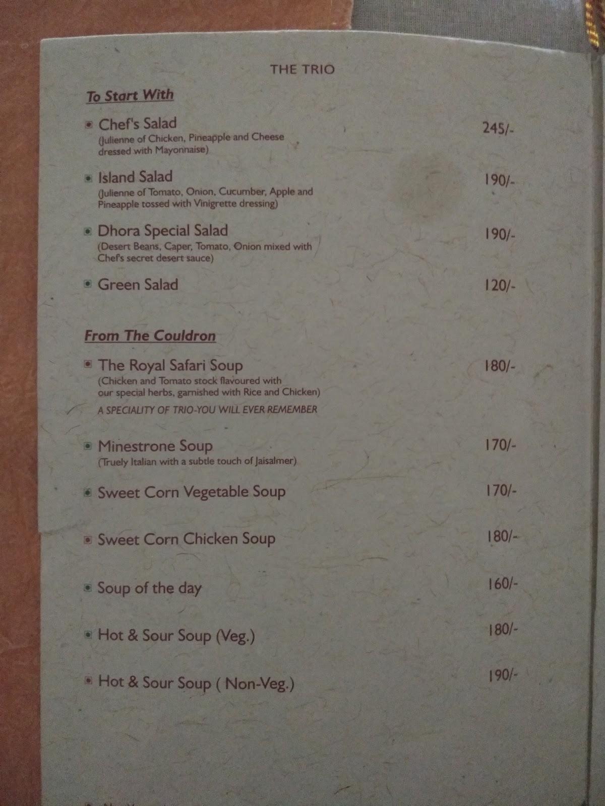 Menu at The Trio Restaurant Multicuisine Restaurant, Jaisalmer