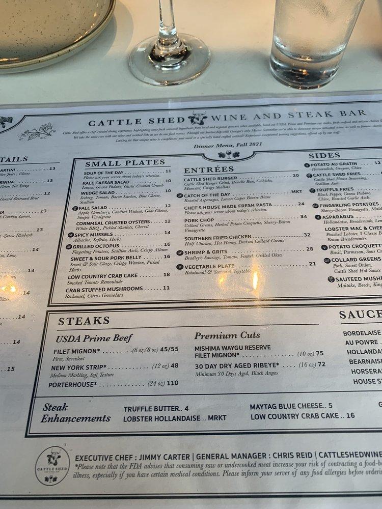 Menu at Cattle Shed Wine & Steak Bar, Alpharetta