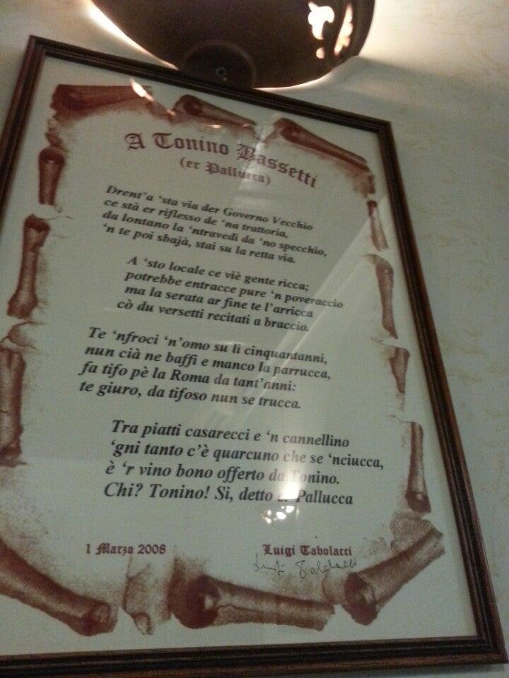 Menu da Da Tonino - Trattoria Bassetti ristorante, Roma